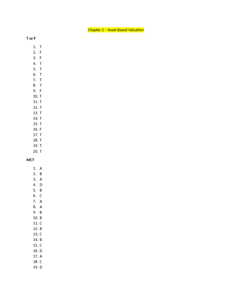 Chapter 2 - Asset Based (Answer) | PDF