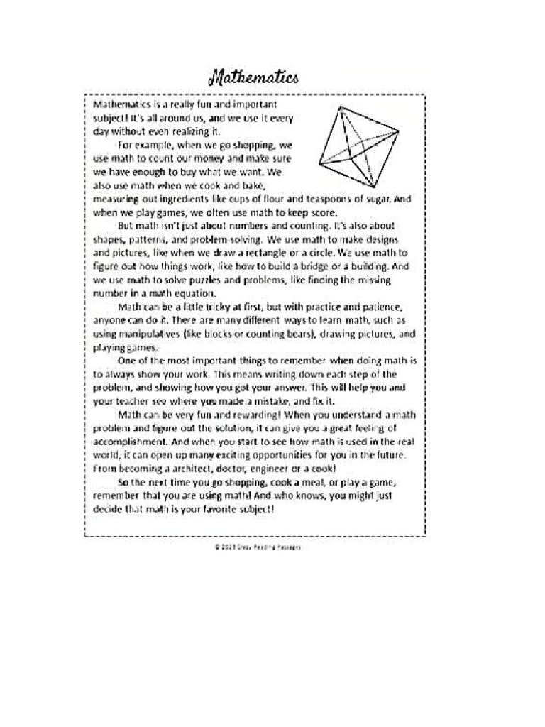 Mathematics Reading Comprehension | PDF