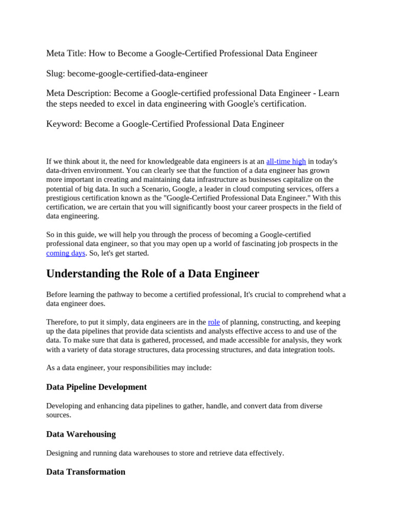 29 How To Become A Google-Certified Professional Data Engineer | PDF | Data Warehouse | Data