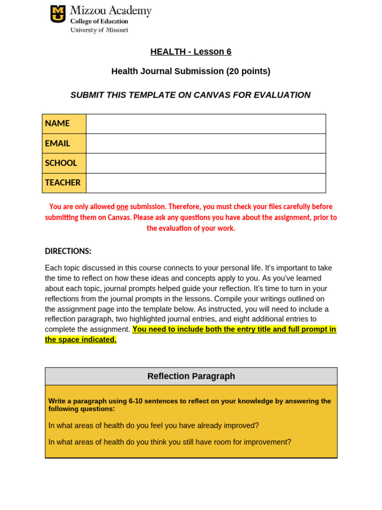 Health Journal Submission Guidelines | PDF | Paragraph | Critical Thinking