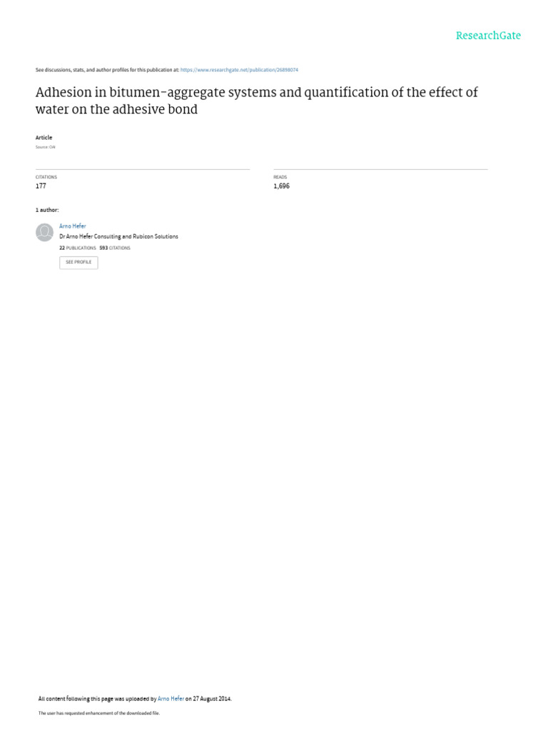 Adhesion in Bitumen-Aggregate Systems and Quantifi | PDF | Adsorption ...