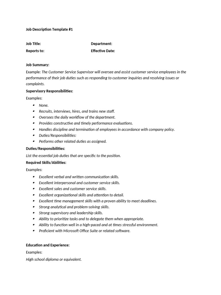 Job Description Template Guide | PDF