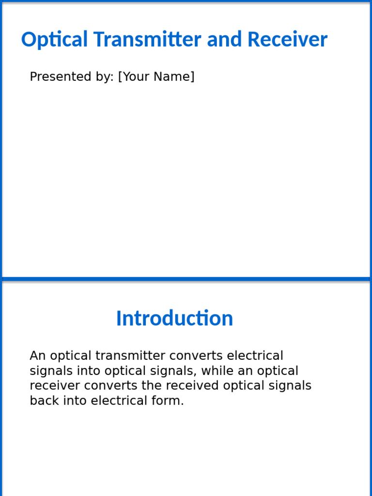 Optical Transmitters and Receivers Overview | PDF