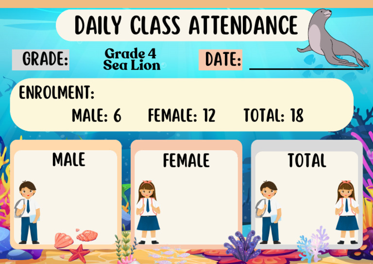 Daily Class Attendance Poster in Cream Brown Simple Style | PDF