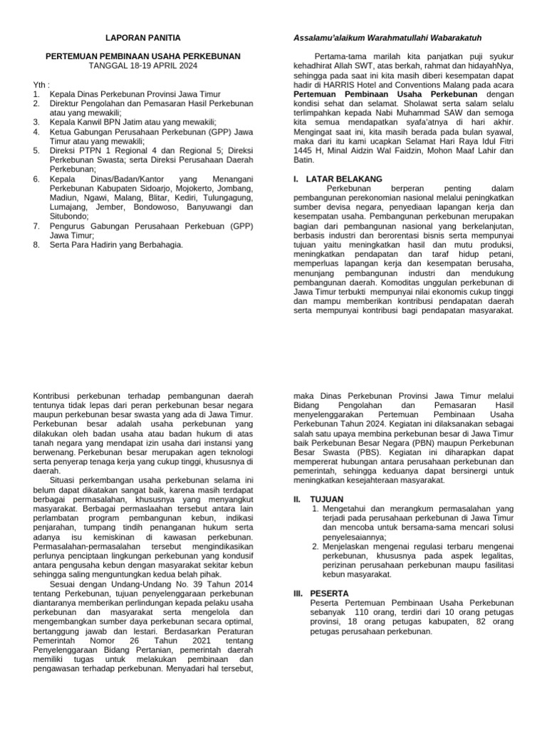 Laporan Ketua Panitia GPP | PDF