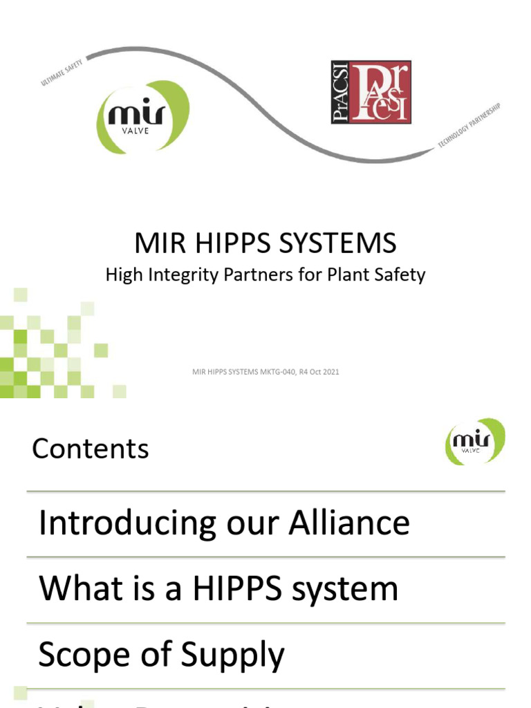 HIPPS Systems Overview and Alliance | PDF | Valve | Process Engineering