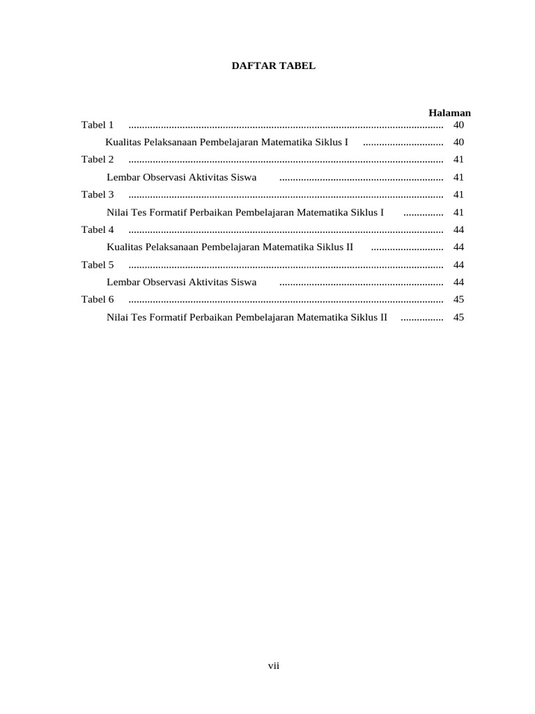 Daftar Tabel | PDF