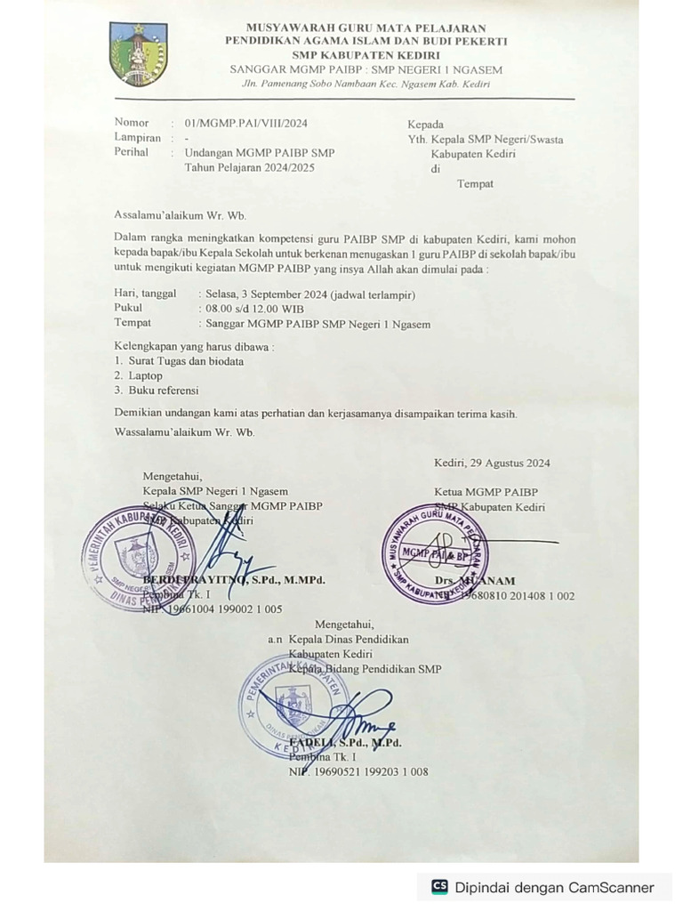 Undangan MGMP PAIBP | PDF