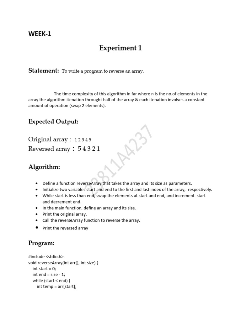 C Programming: Array Reversal & Search Techniques | PDF | Pointer (Computer Programming ...