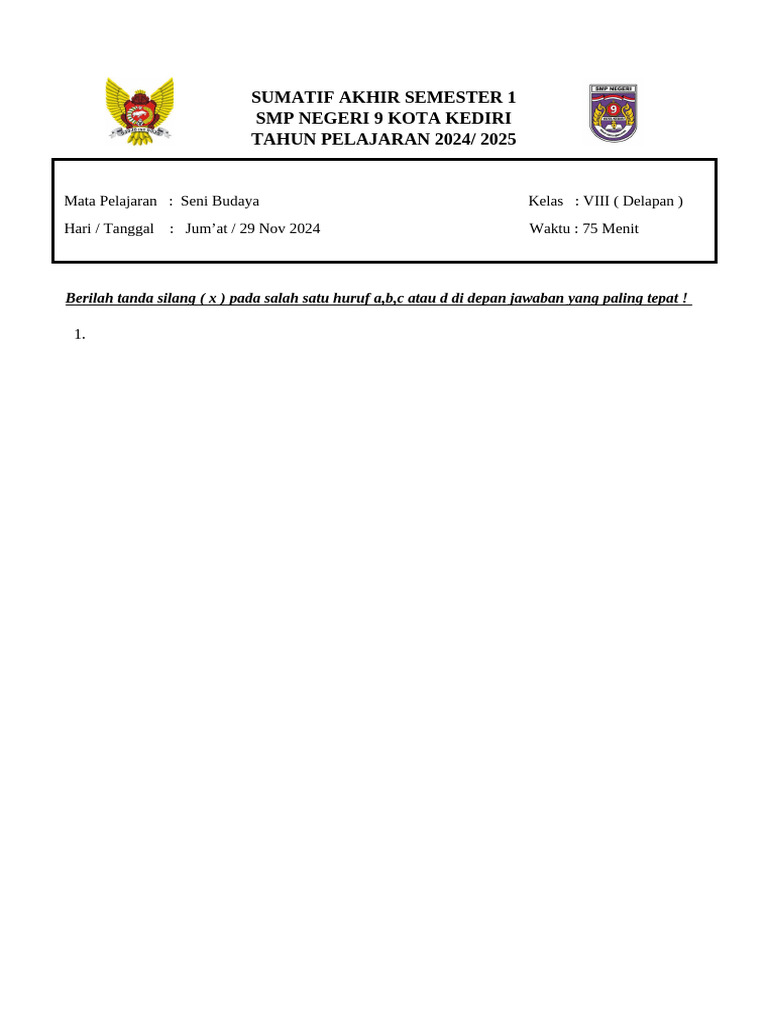 Sumatif Akhir Semester 1 | PDF