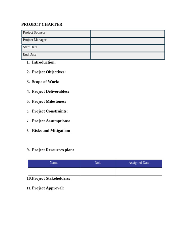 Project Charter | PDF