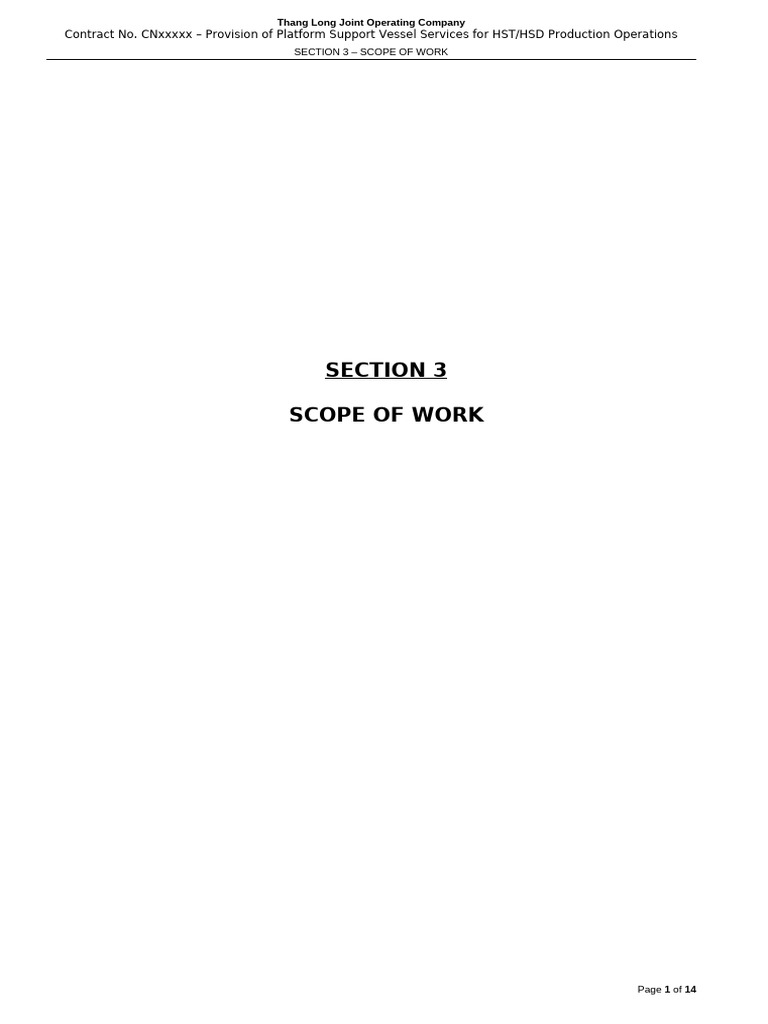 Platform Support Vessel Services Scope | PDF | Ships | Infection