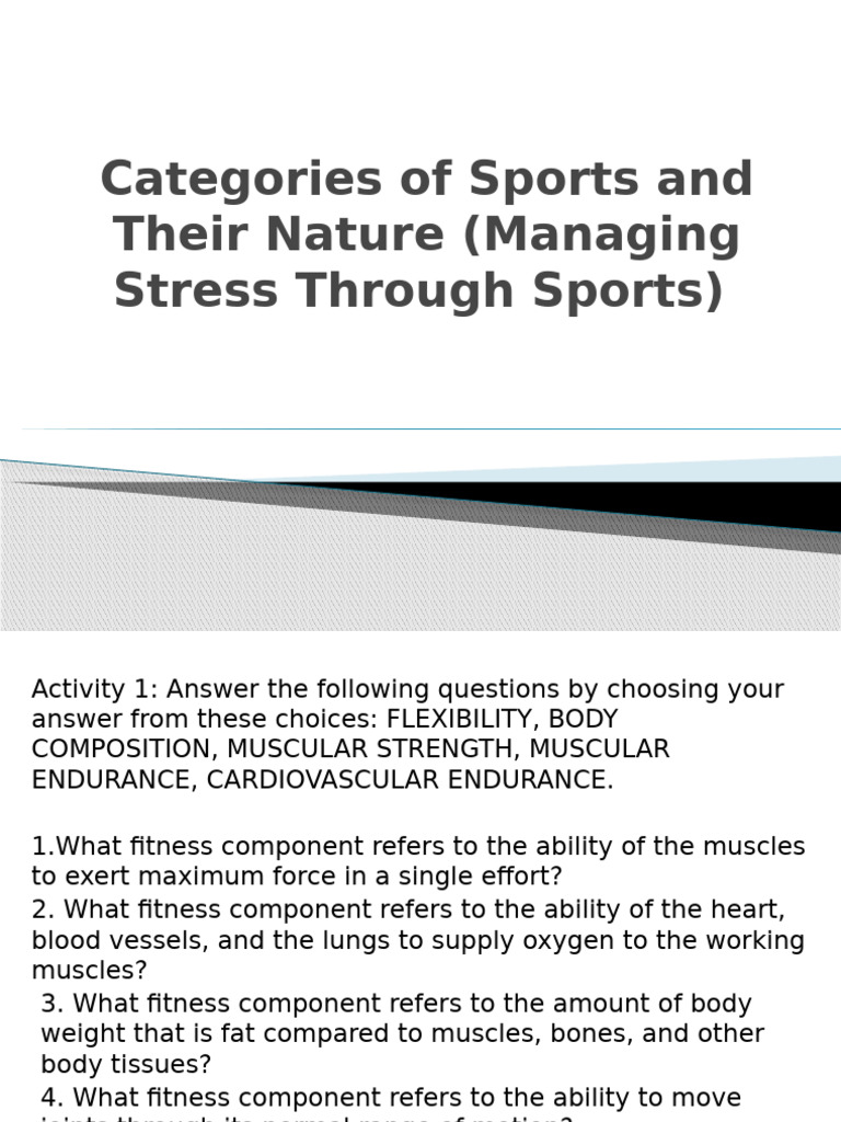 Categories of Sports and Their Nature (Managing | PDF | Physical Fitness