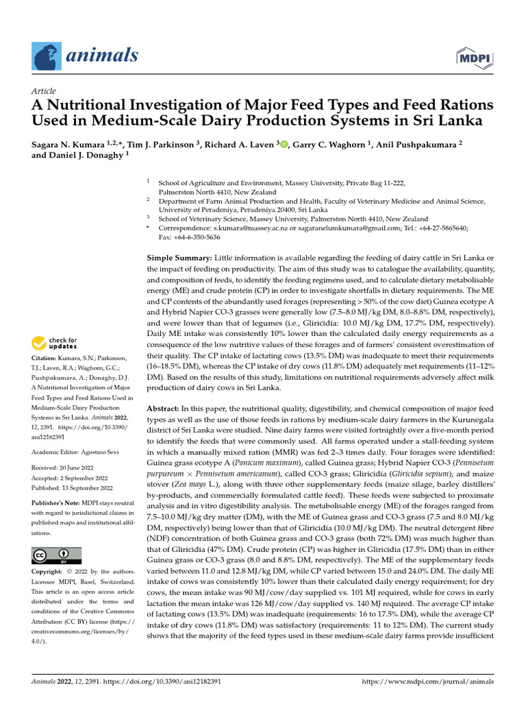 A Nutritional Investigation of Major - Feed Types and Feed Rations Used ...