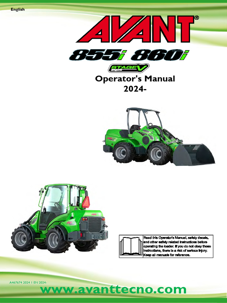 Avant 855i & 860i Operator's Manual | PDF | Exhaust Gas | Loader ...