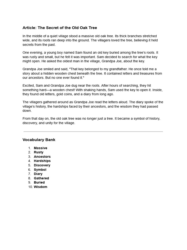 Article - The Secret of The Old Oak Tree | PDF