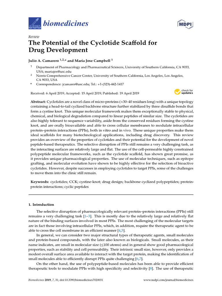 Cyclotides: Promising Drug Scaffolds | PDF | Biology | Cell Biology