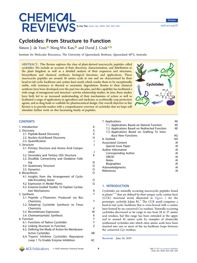 Overview of Cyclotides and Their Functions | PDF | Biology | Structural ...
