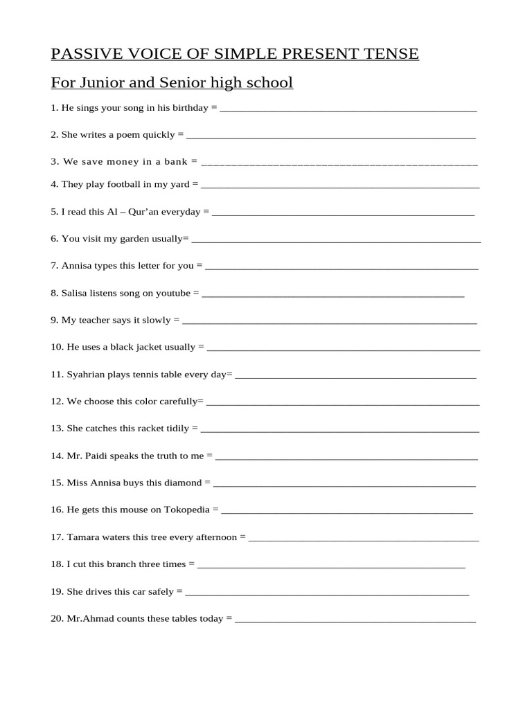 Passive Voice of Simple Present Tense | PDF