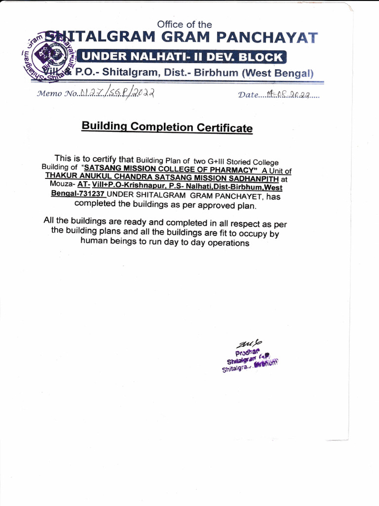 Building Completion Certificate | PDF