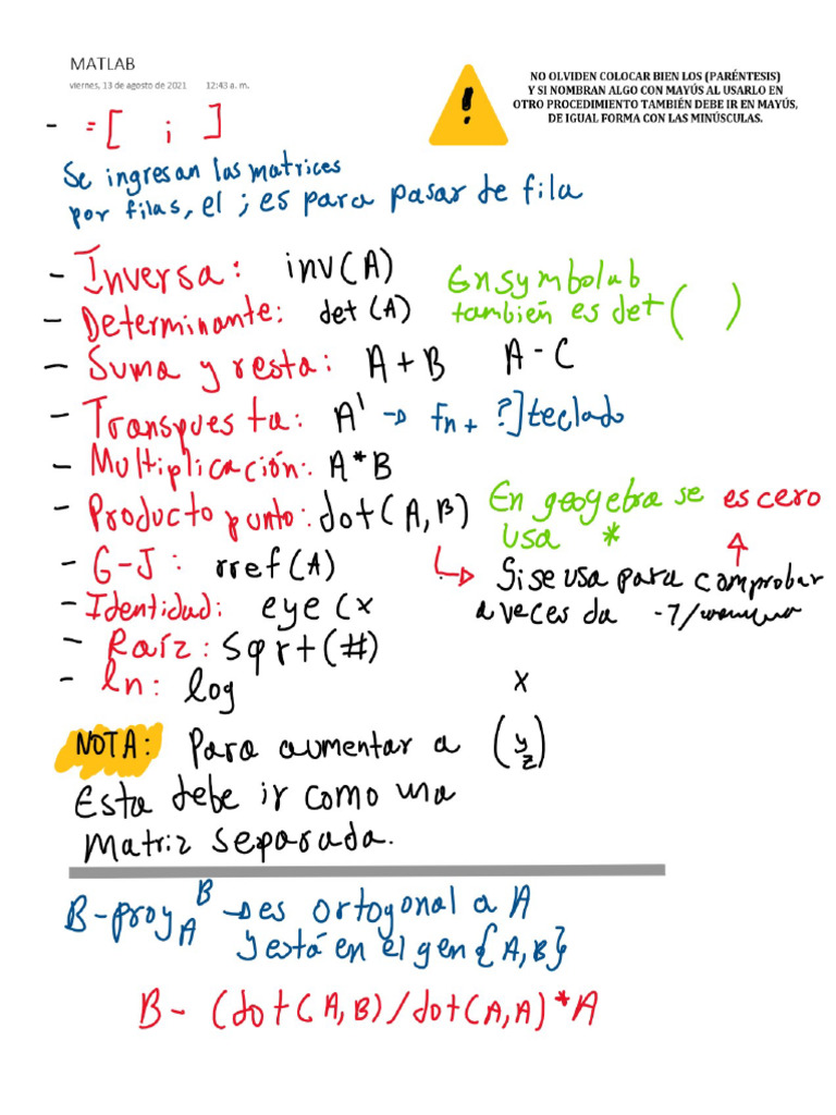 Códigos de matlab para álgreba lineal | PDF