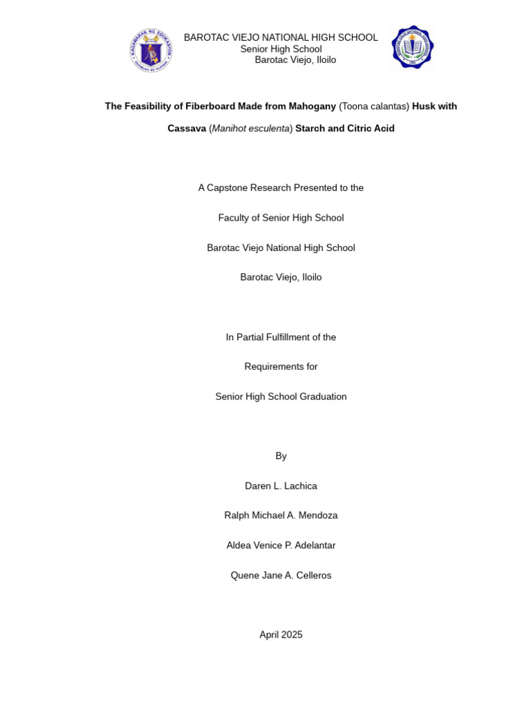 FINAL The Feasibility of Making Fiberboard From Mahogany 1 | PDF | Wood ...