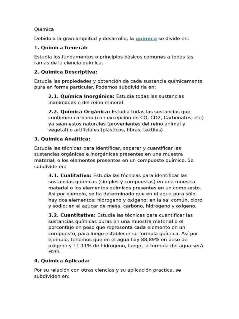 Division de La Quimica | PDF | Química | Moléculas