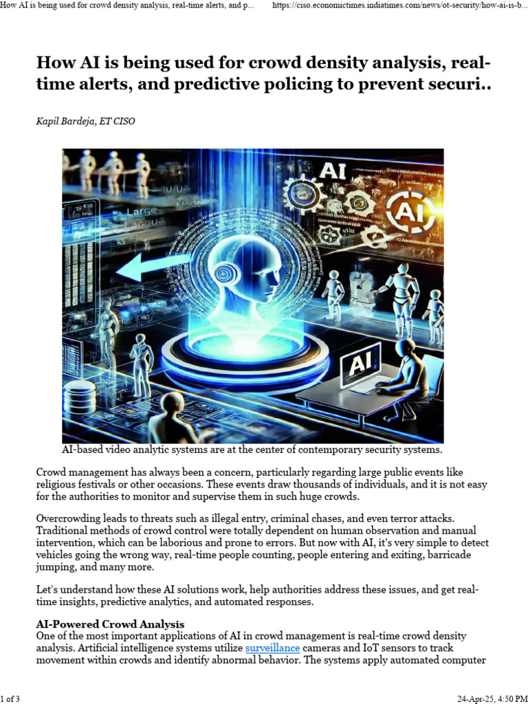 How AI is being used for crowd density analysis, real-time alerts, and predictive policing to ...