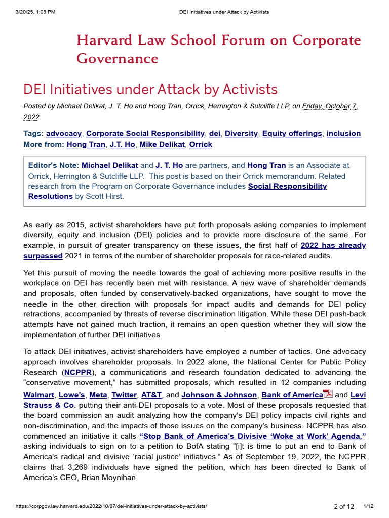 Activist Pushback Against DEI Policies | PDF | Civil Rights Act Of 1964