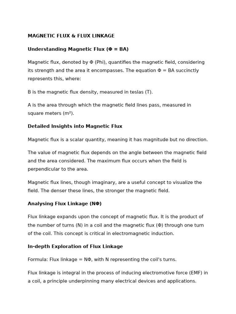 Magnetic Flux and Linkage | PDF | Magnetic Field | Electromagnetic ...
