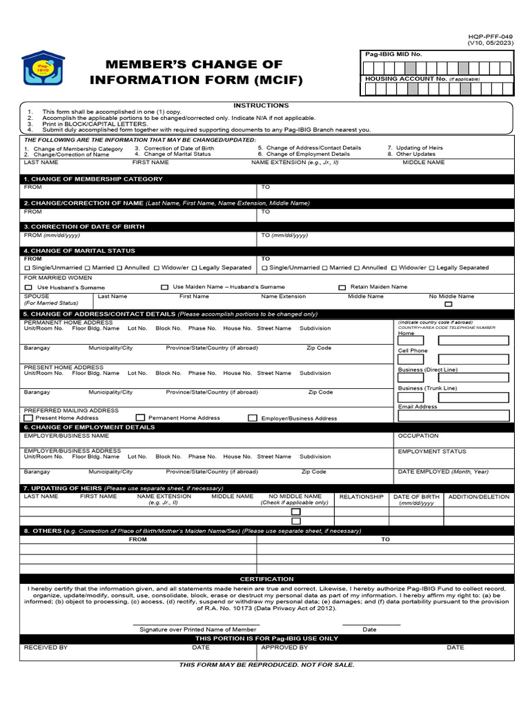 MCIF pagibig (1) | PDF | Annulment | Marriage