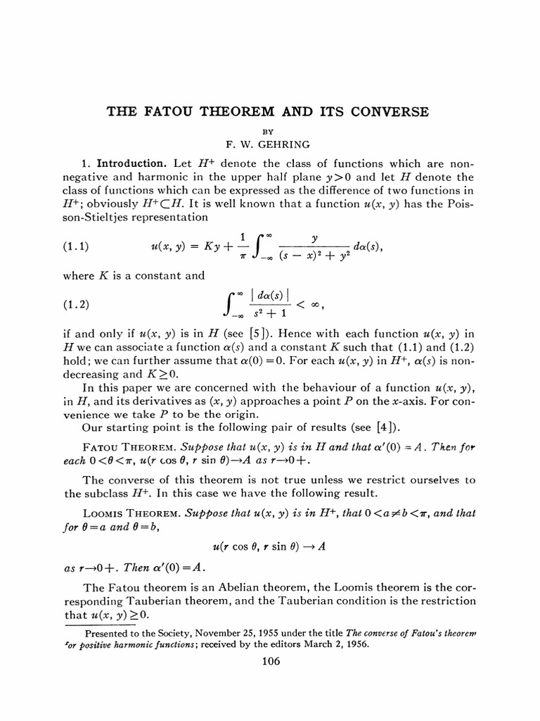Loomis, Converse of Fatou's Theorem | PDF | Real Analysis ...