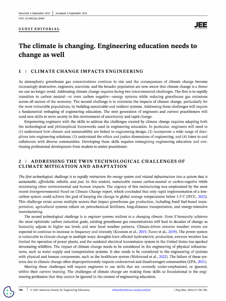 The Climate Is Changing Engineering Education Needs To Change As Well ...