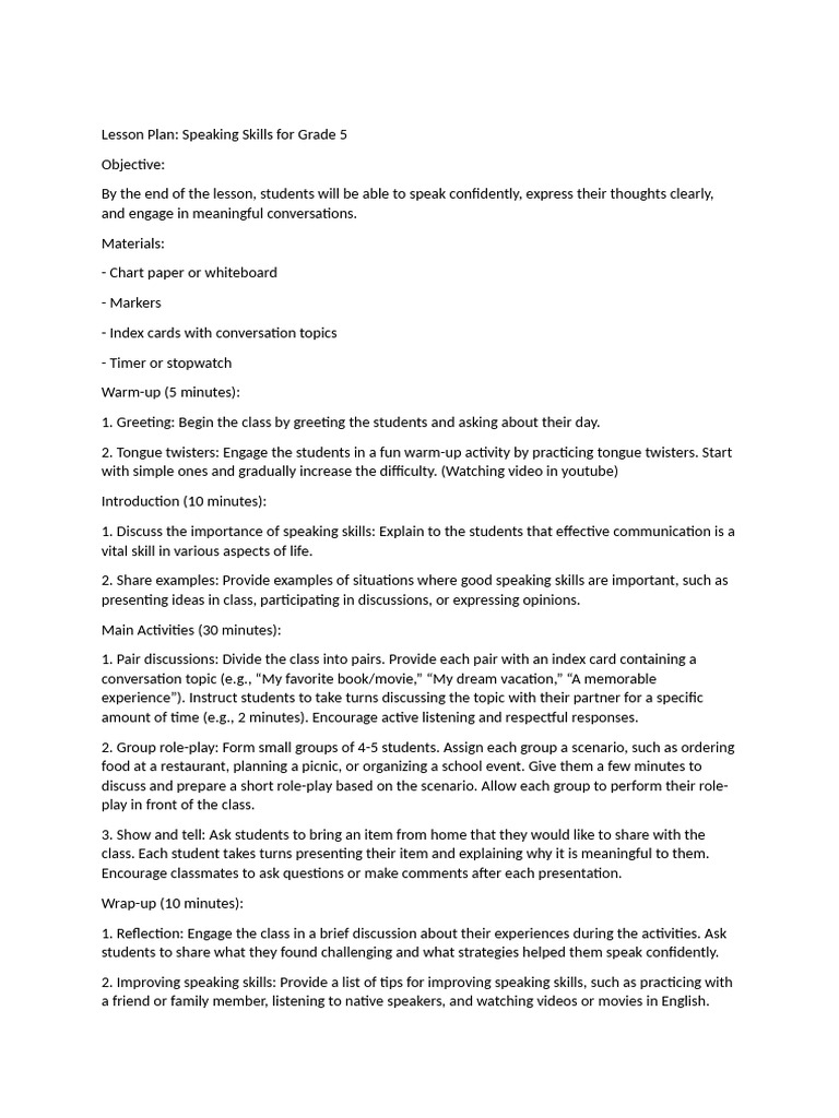 Lesson Plan Speaking Maam Made | PDF | Lesson Plan | Conversation