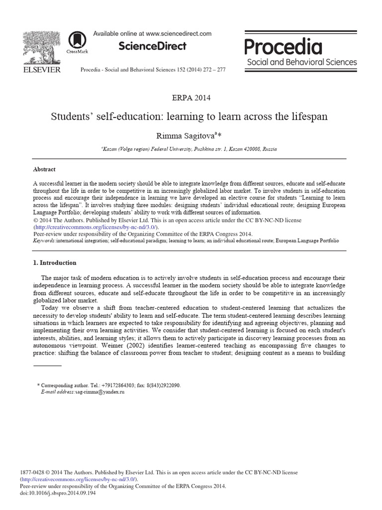 Students - Self-Education - Learning - To - Learn - Across - 2 | PDF ...