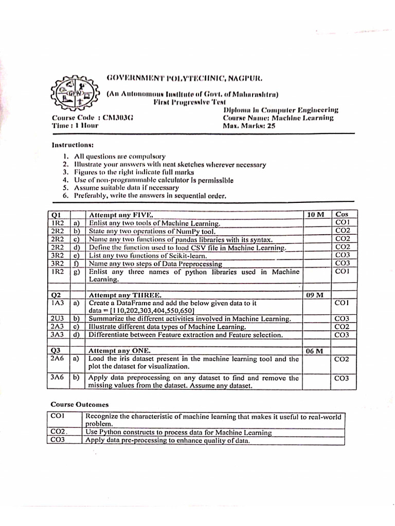 ML pt1 Model Solutions. | PDF