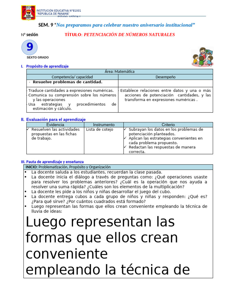 SESION 9 - MAT - POTENCIA SRM 9 | PDF | Aprendizaje | Evaluación