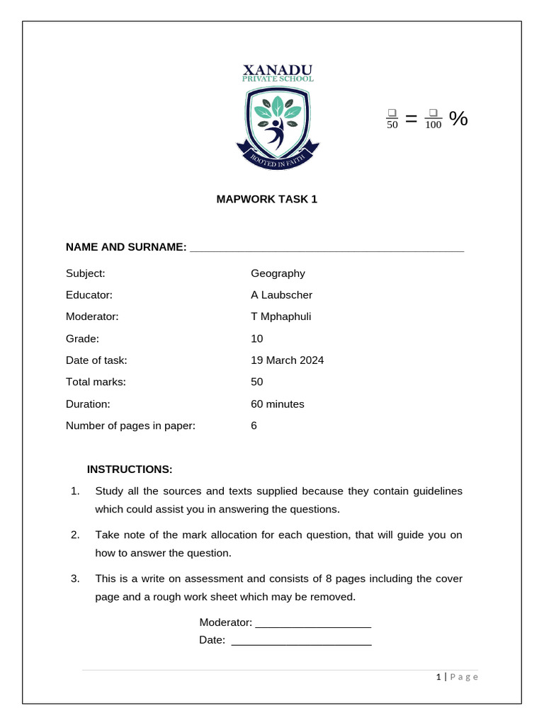 GRADE 10 - TERM 1 - MAP WORK - 2024 (2) | PDF | Geographical Technology