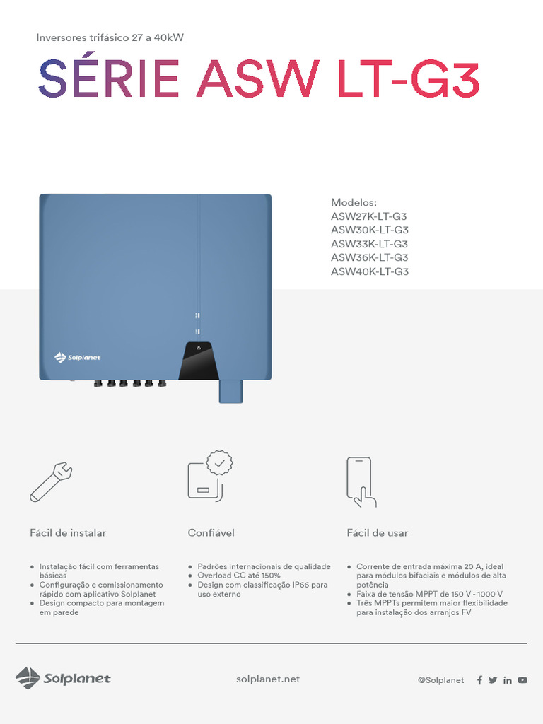 5.4 Anexo - Datasheet Asw 27K-30K-33K-36K-40K LT-G3 | PDF | Corrente alternada | Metrologia