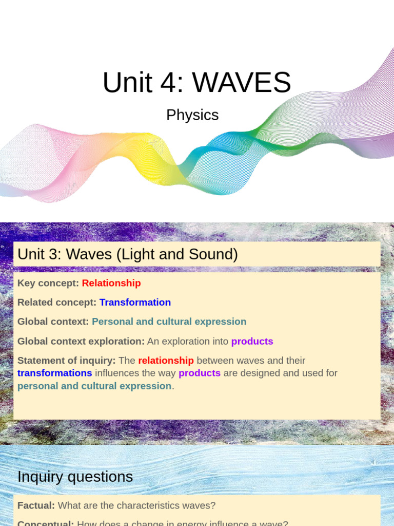 Unit 4 - WAVES (2024-2025) | PDF | Waves | Wavelength