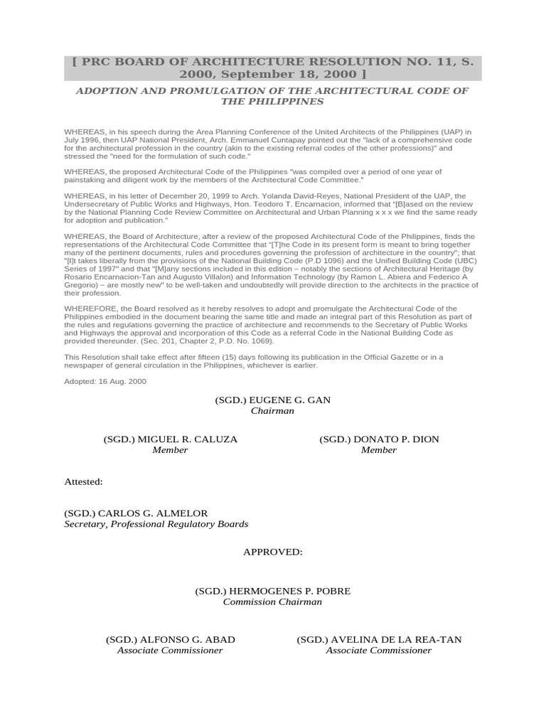 Architectural Code of The Philippines | PDF | Government