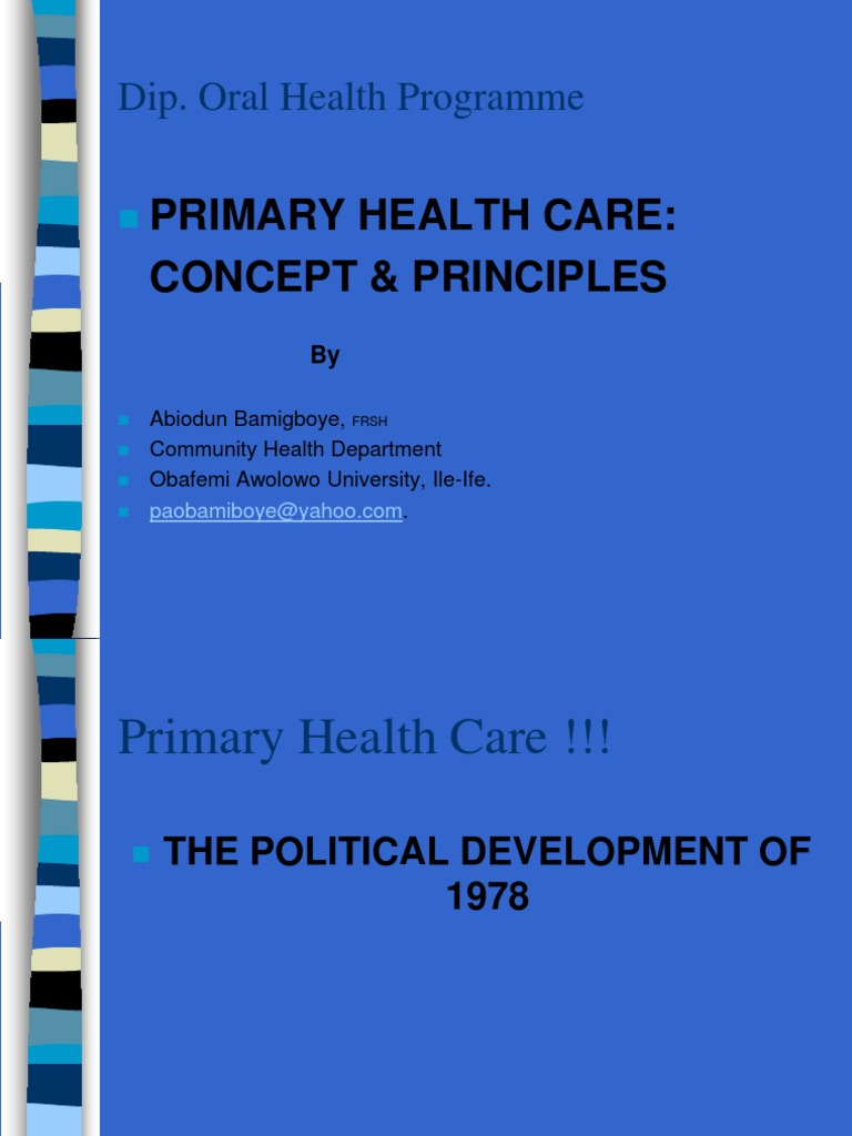 Phc Concept & Principles | Health System | Health Policy