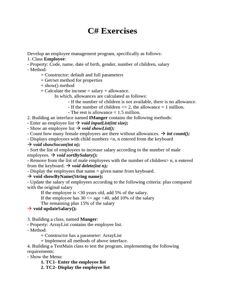 C# Employee Management Program Guide | PDF | C Sharp (Programming ...