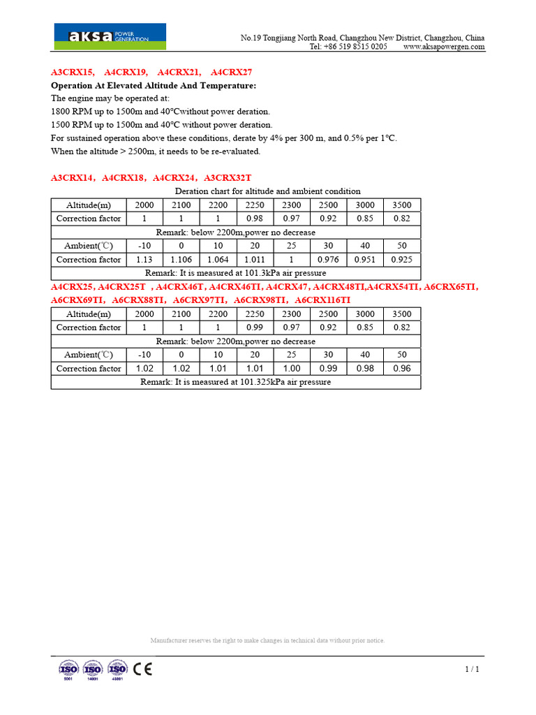 Engine Power Derate Guidelines | PDF