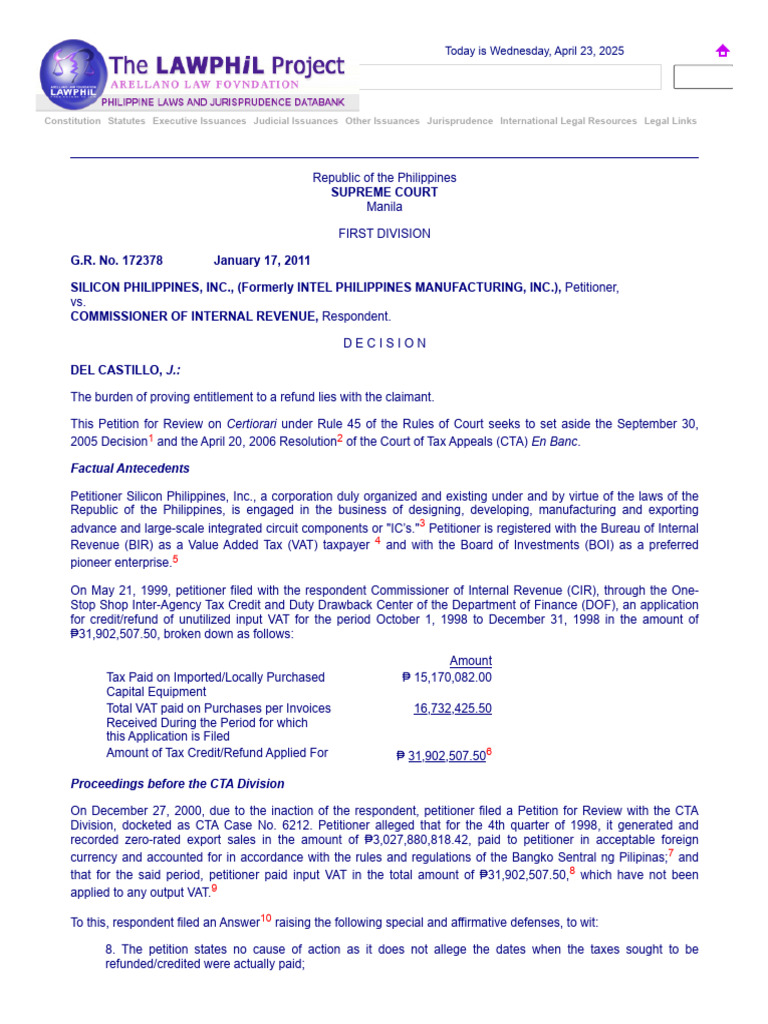 Silicon Vs CIR (Full Text) | PDF | Value Added Tax | Receipt