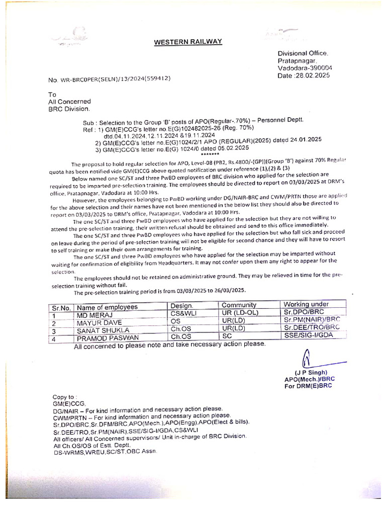 Pre Selection Training of PWBD Employees | PDF