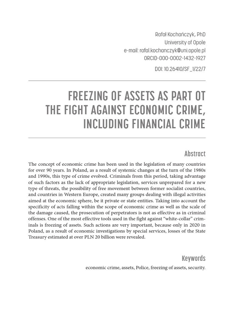 Freezing of Assets As Part Ot The F | PDF | Crimes | Crime & Violence