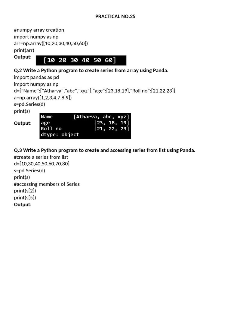 Practical No.25 Python | PDF