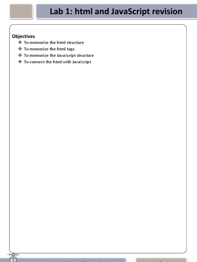 HTML and JavaScript Lab Revision | PDF