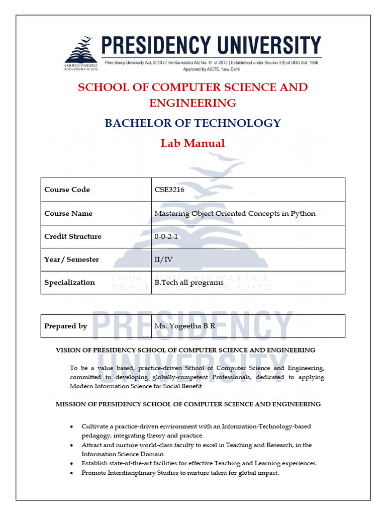 Python OOP Concepts Lab Manual | PDF | Class (Computer Programming) | Method (Computer Programming)